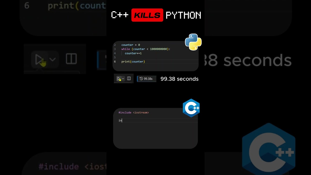 C++ vs Python Speed Test 😱🤯#coding #programming