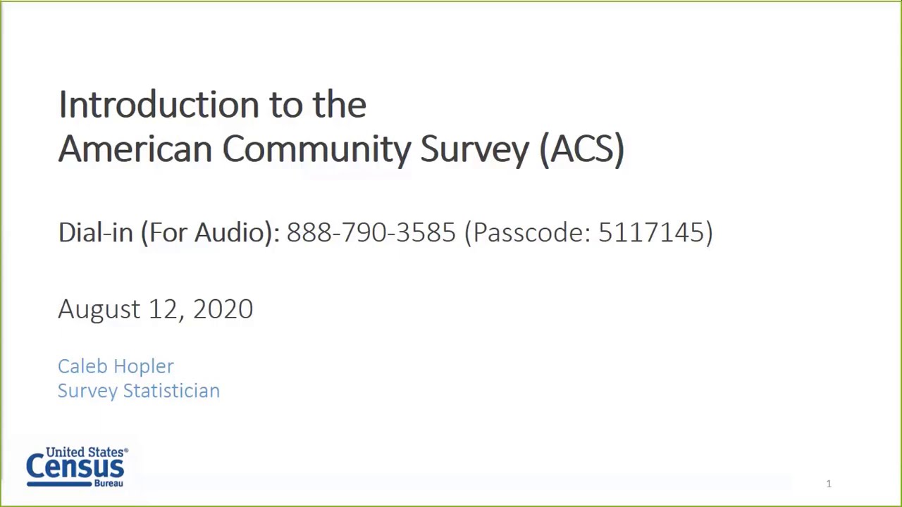 Introduction to the American Community Survey (ACS)