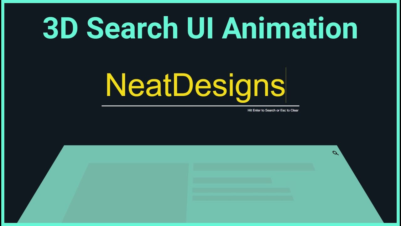 Awesome 3D Search UI Animation Using HTML, CSS and JS