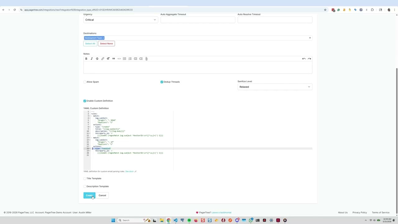 How to Set Up Custom Email Alert Rules in PagerTree (Create on DOWN, Resolve on UP) – YAML Tutorial