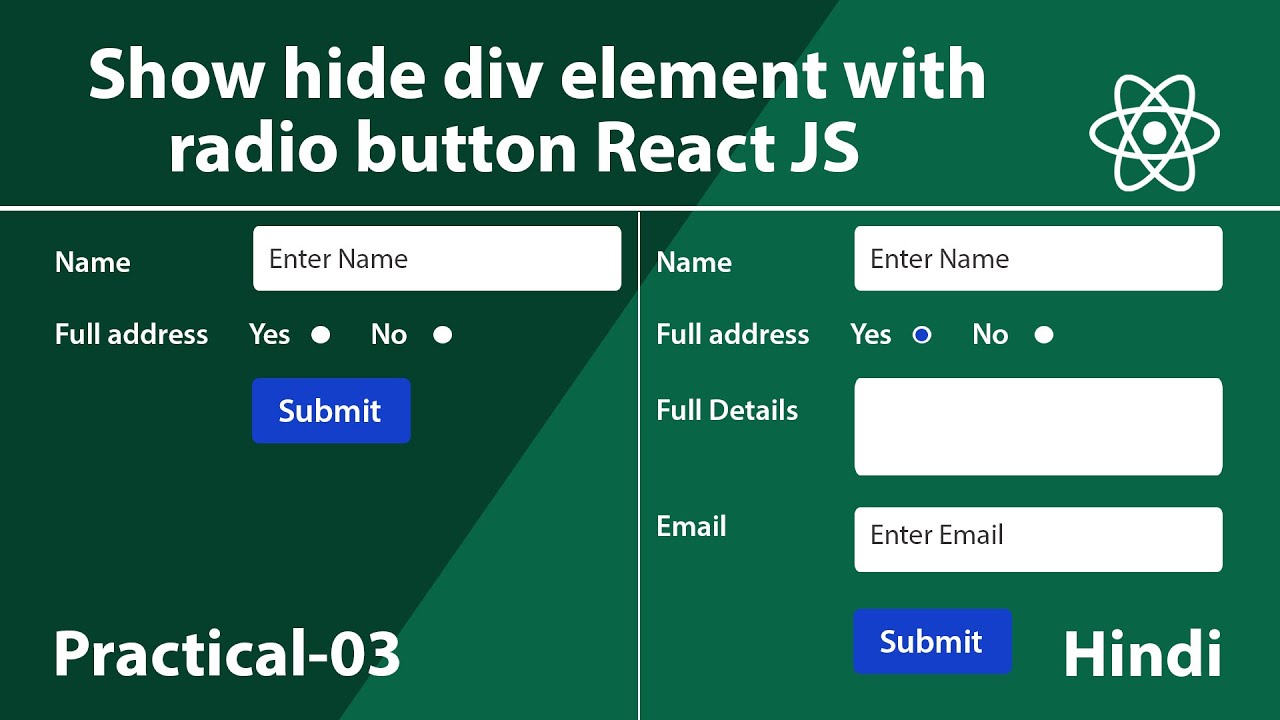 Show Hide Div Element with Radio Button in React JS