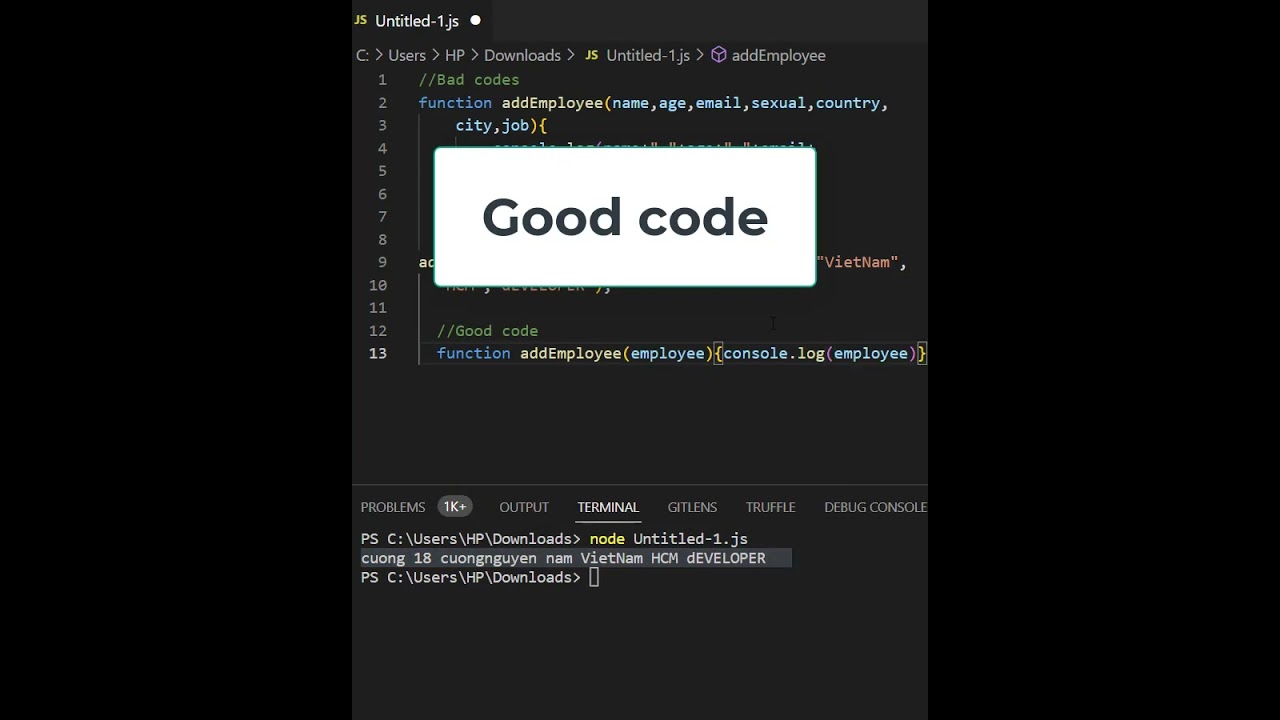 Clean Code. Bad and Good Code Function Trong Javascript. #programming #learning #cleancode #clean