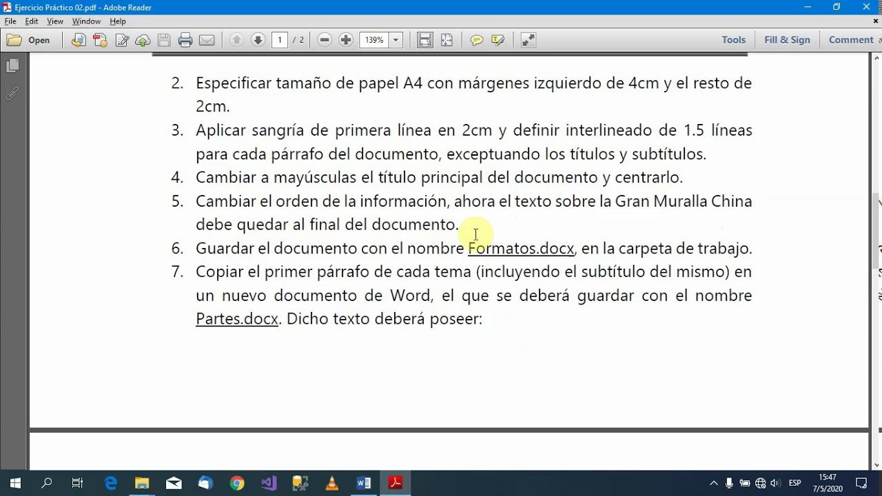 Ejercicio práctico 2 de Microsoft  Word