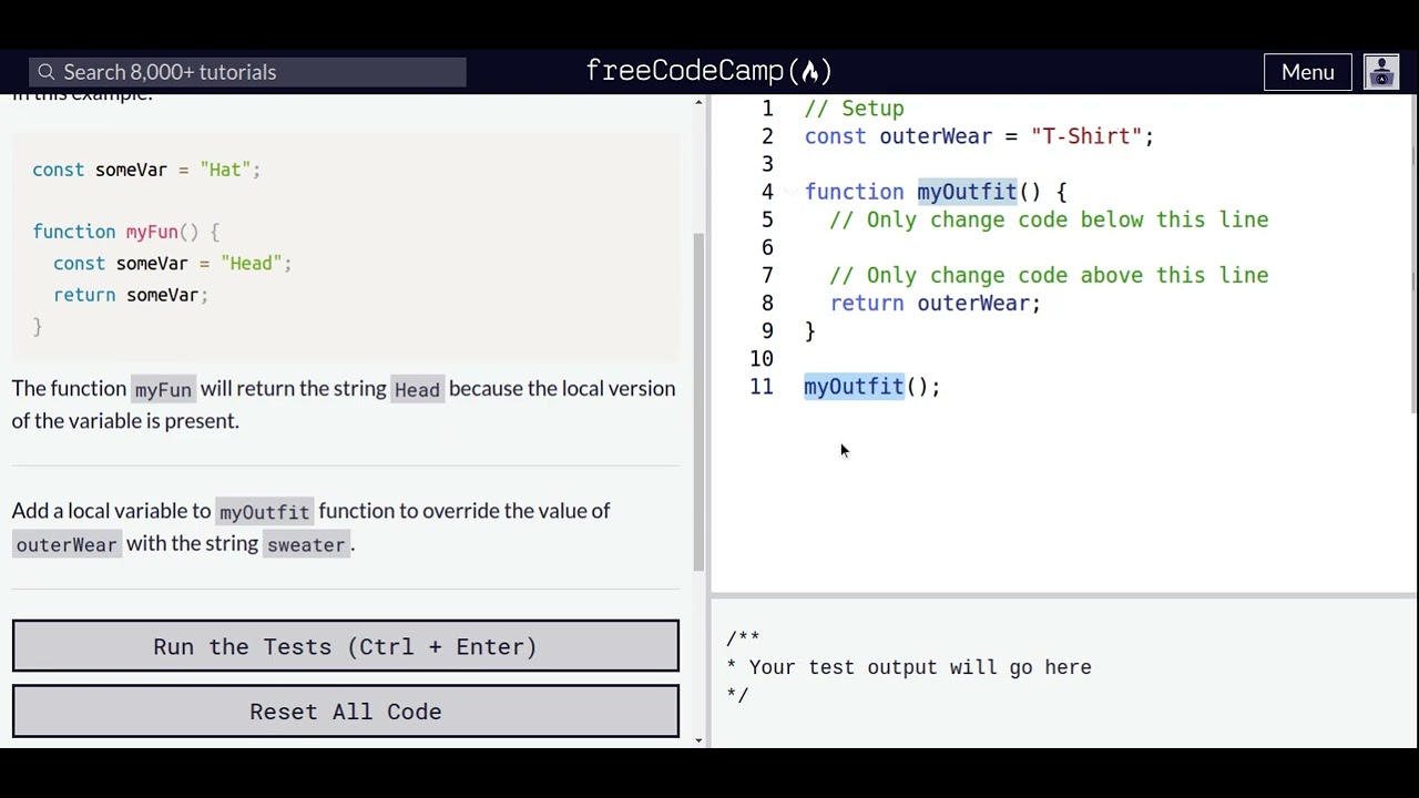 Lesson 54 | Basic JavaScript | Global vs. Local Scope in Functions