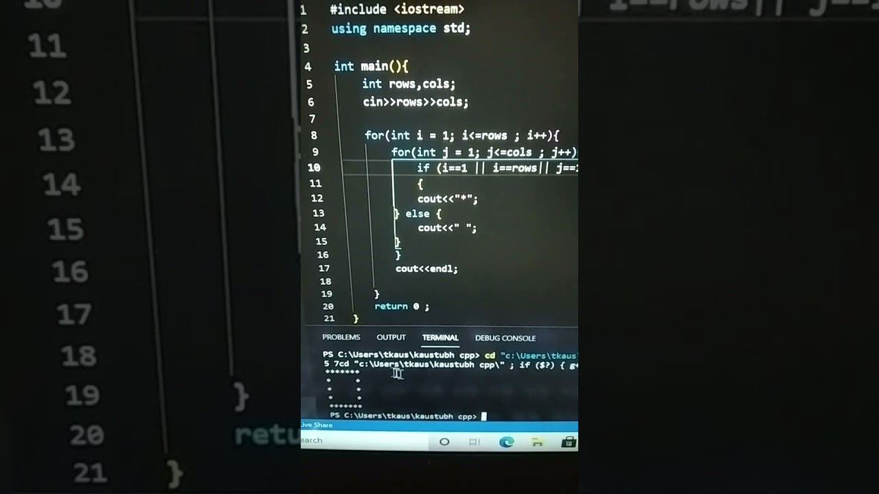 Hollow rectangle pattern printing #c++