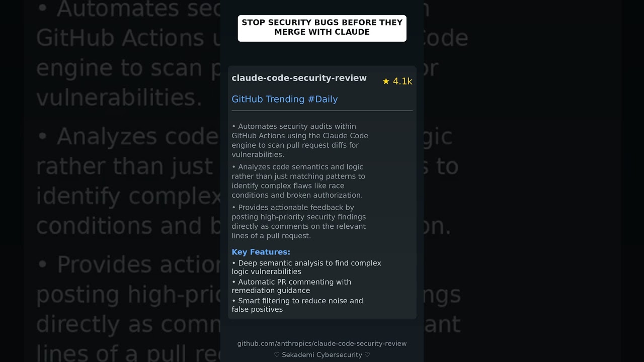 GitHub Trending Repositories: anthropics/claude-code-security-review 🇬🇧