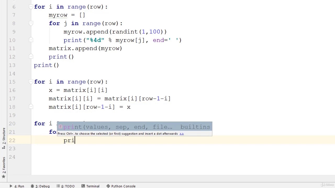 65  Practice 60  How to interchange the principal diagonals of matrix