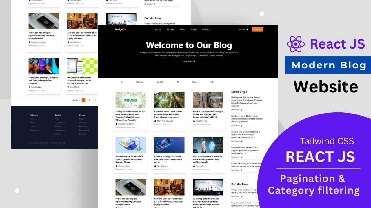 Modern Blog Website using React JS and Tailwind CSS | React Tailwind Project
