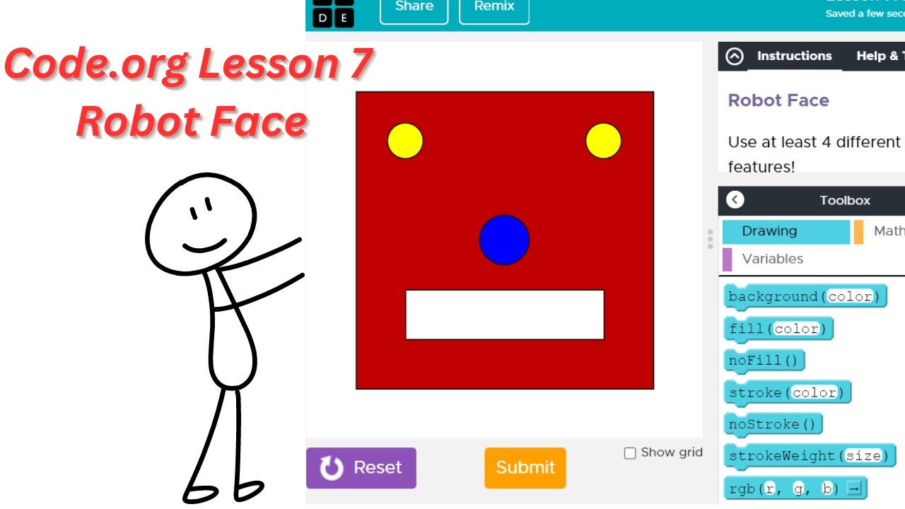 Code org CSD Unit 3 Lesson 7 -Mini Project -  Robot Faces