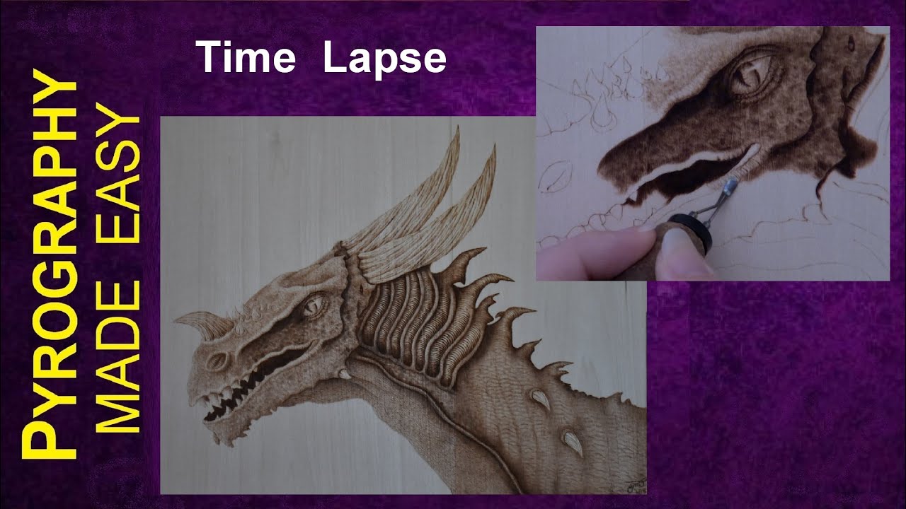 Wood burning art - DAVY'S DRAGON - pyrography time lapse