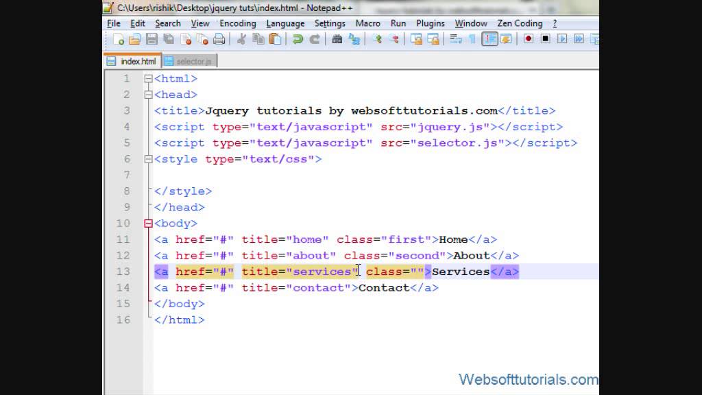 jquery tutorials for beginners - 17 - jquery attribute selector