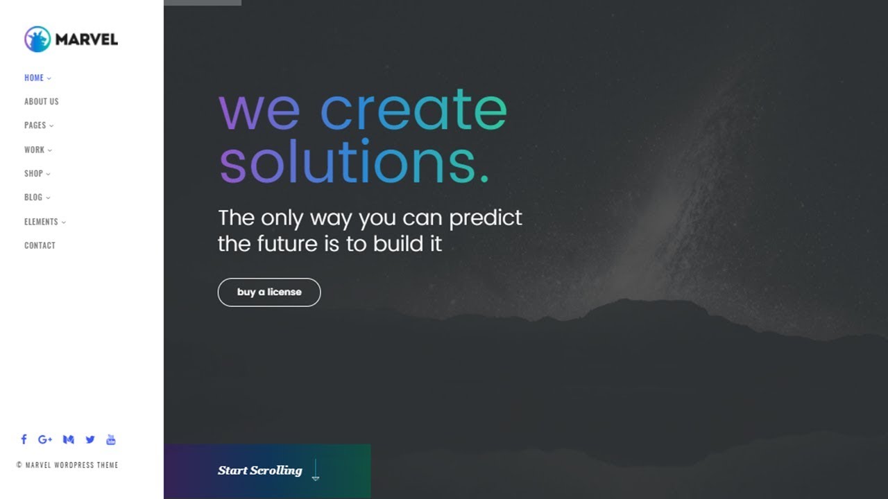 Marvel WordPress Theme Home-Page Presentation - Vertical Navigation Menu Site Builder