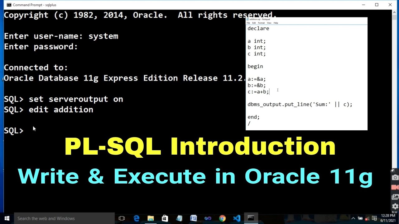Basic PL/SQL Introduction | How to Write & Execute PL/SQL Program in Oracle 11g