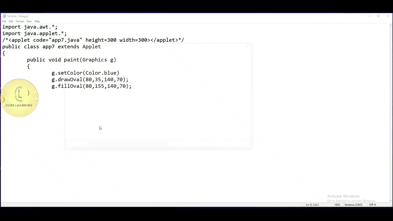 Java | Applet 'drawOval(), fillOval()' | CodeLearning