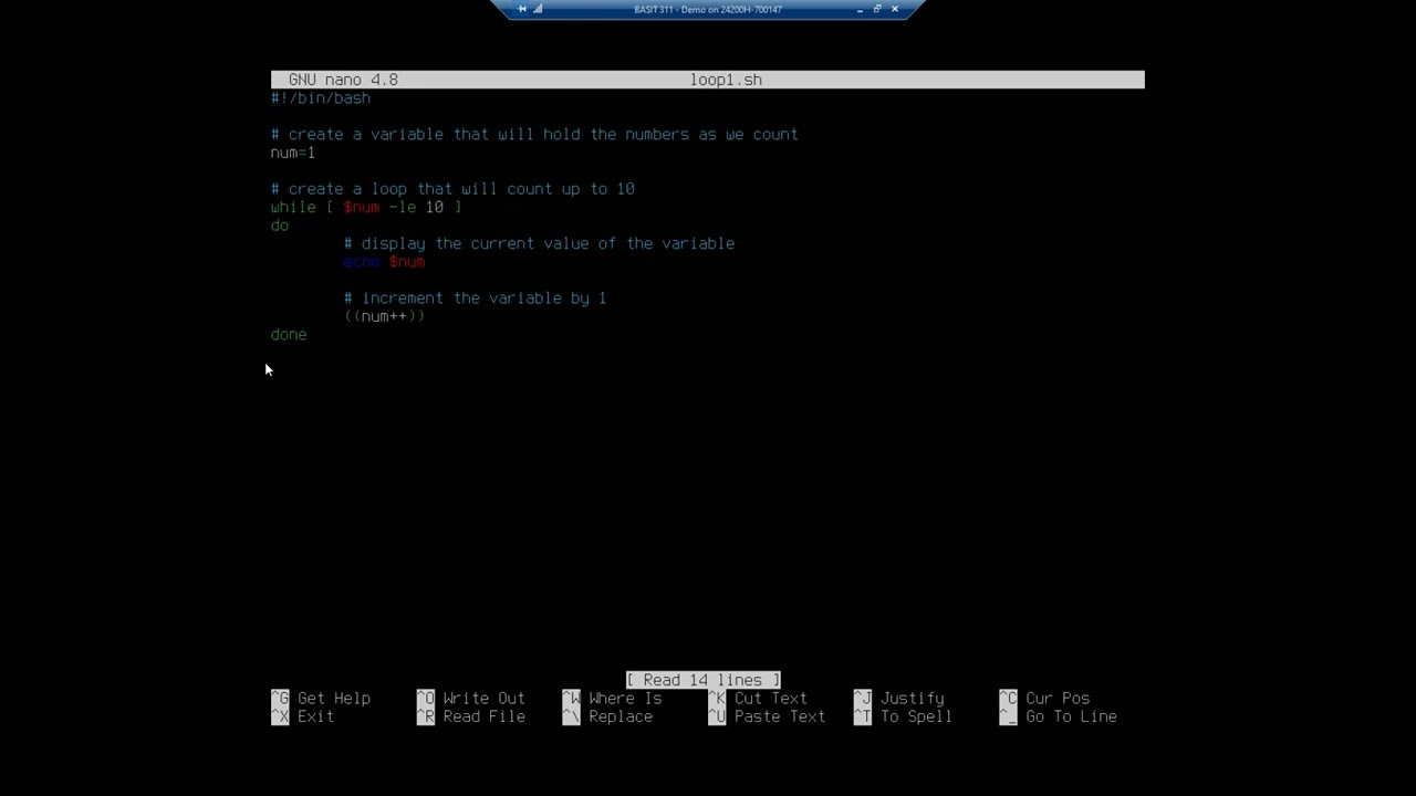 Using 'while' and 'for' loops in a Bash script