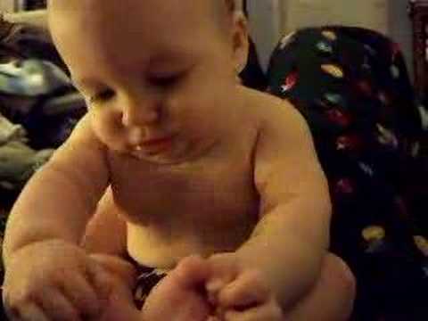 jaxen found his stinky feet.. phew...