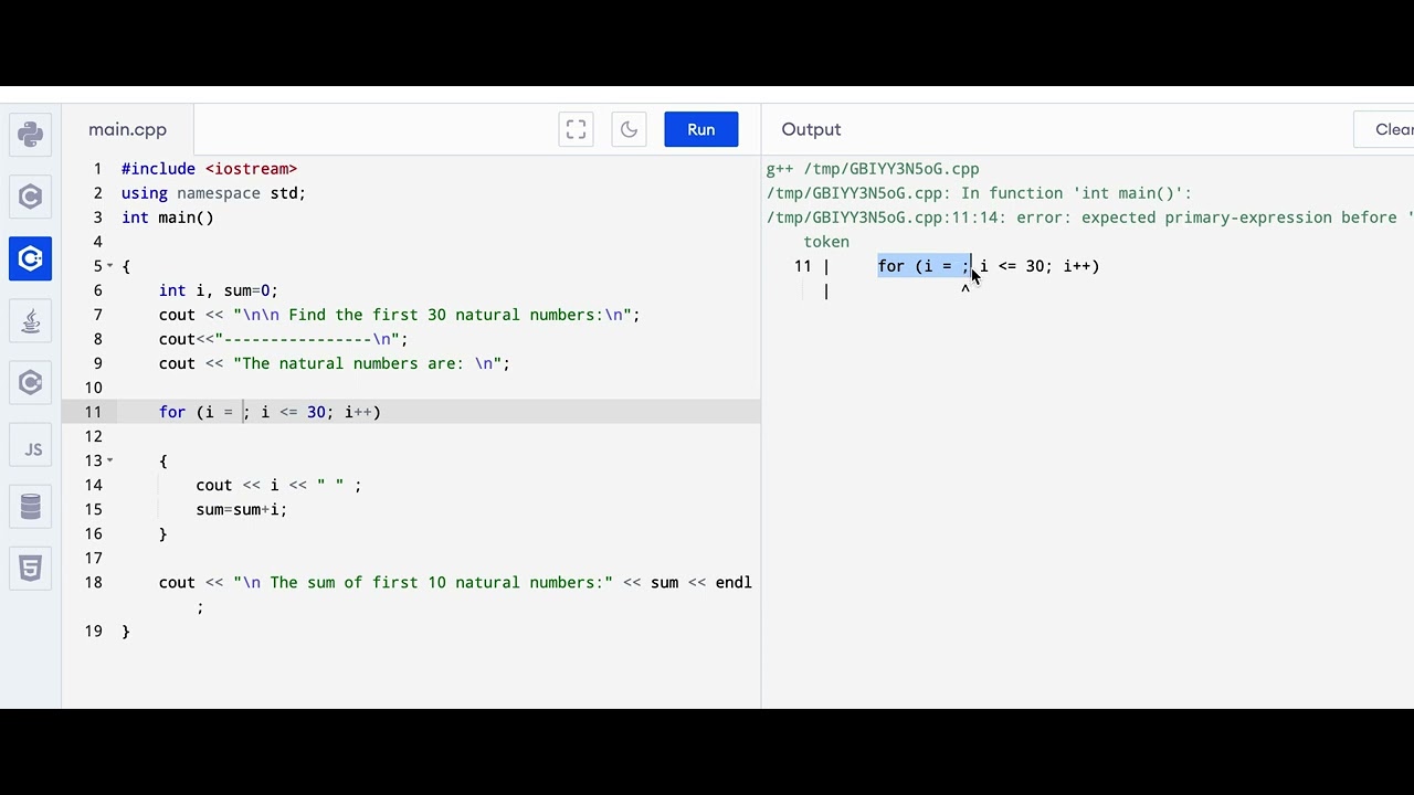 Error: expected primary-expression before ';' token