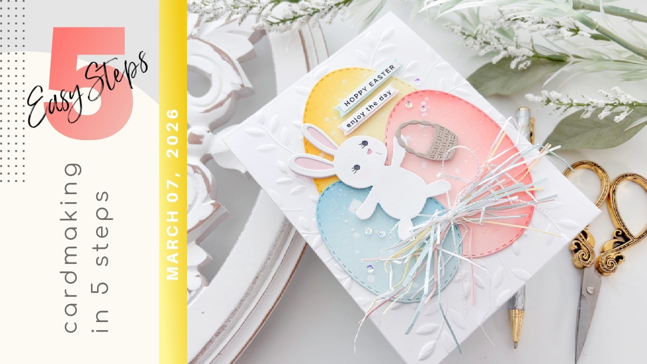 Shredded Grass & Stitched Eggs: Creating a 3D Easter card | Cardmaking In 5 Easy Steps