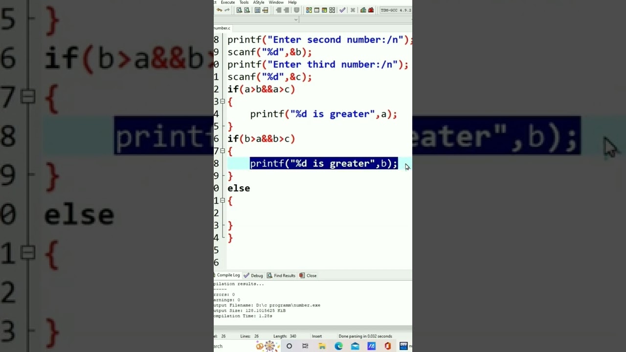 find greatest among 3 numbers in c | ms coder
