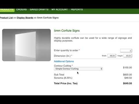 B2B eStore Order for a Sign or Display Product