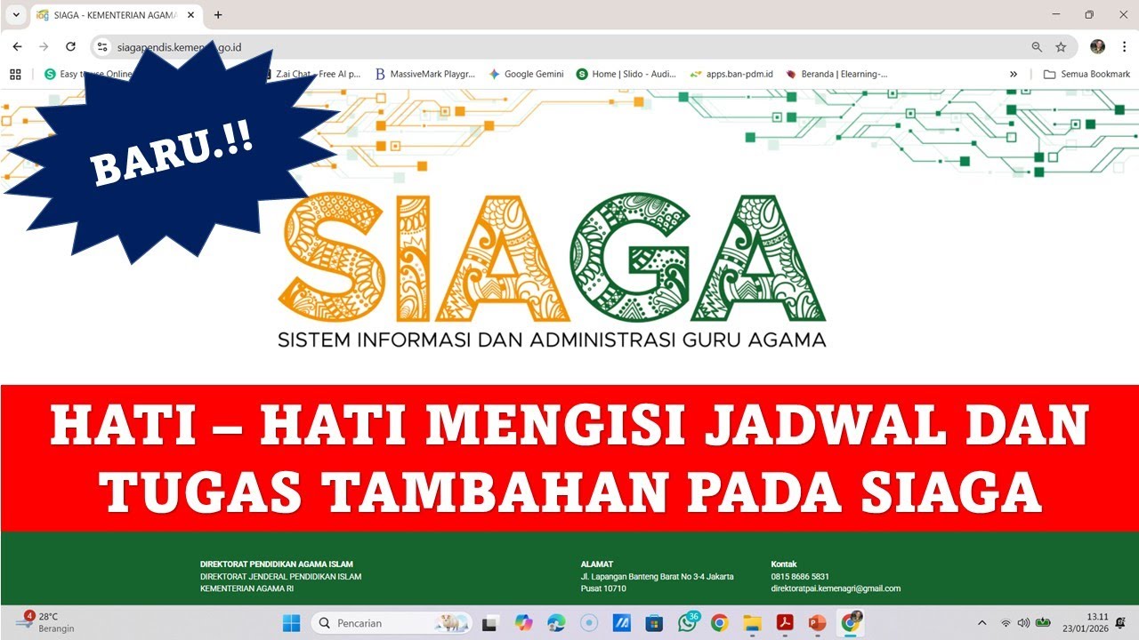 Cara mengisi Jadwal Mengajar dan Tugas Tambahan di Siaga Semester Genap 2025-2026