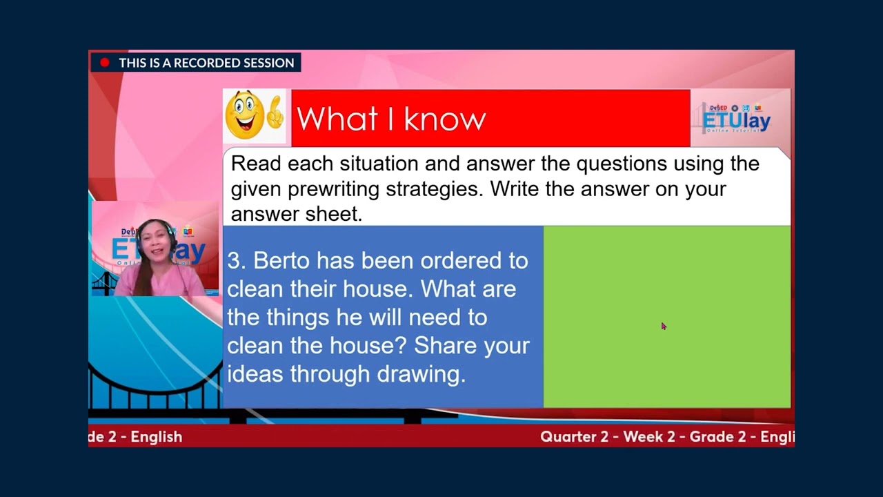 ETULAY ENGLISH 2 Q2 WEEK2  Generating Ideas Through Pre Writing Activities