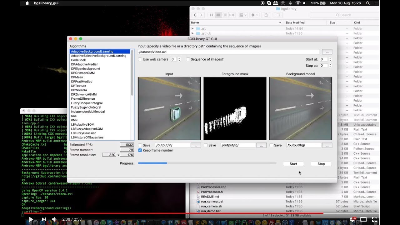 Build & Execute BGSLibrary QT GUI on MacOSX using CMake