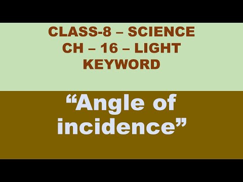 Definition of Angle of incidence for class 8 science.