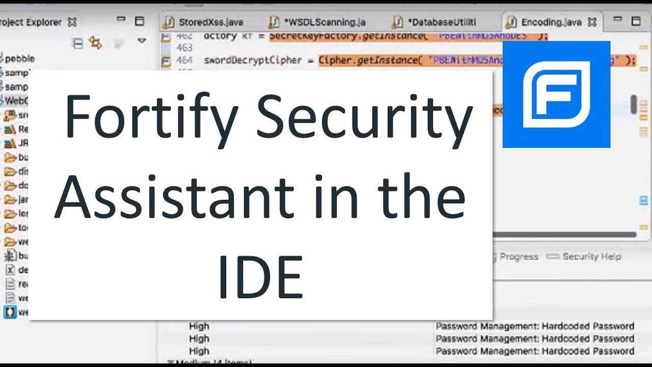 Eclipse IDE  -  using Fortify Security Assistant (2018)
