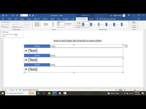 how to add shape into SmartArt in word online