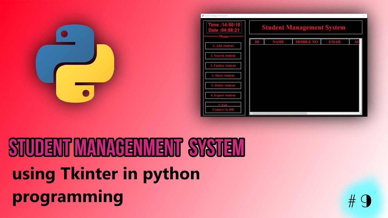 Student management system using python (GUI)|| PART 9||#python#studentmanagenment#programming