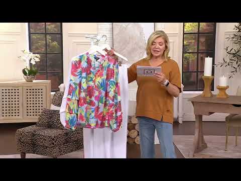 nicole by Nicole Miller Sally Pucker Split Neck Blouse on QVC