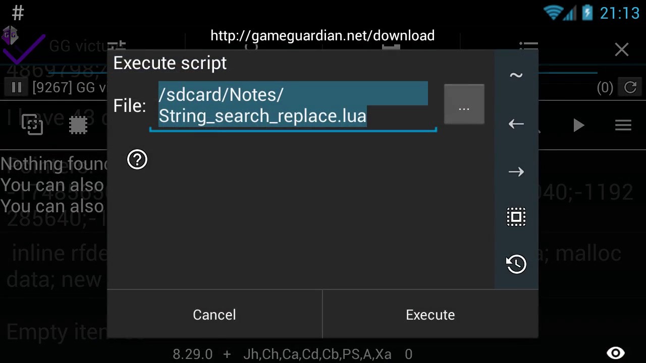 Text (string) search/replace - lua script - GameGuardian