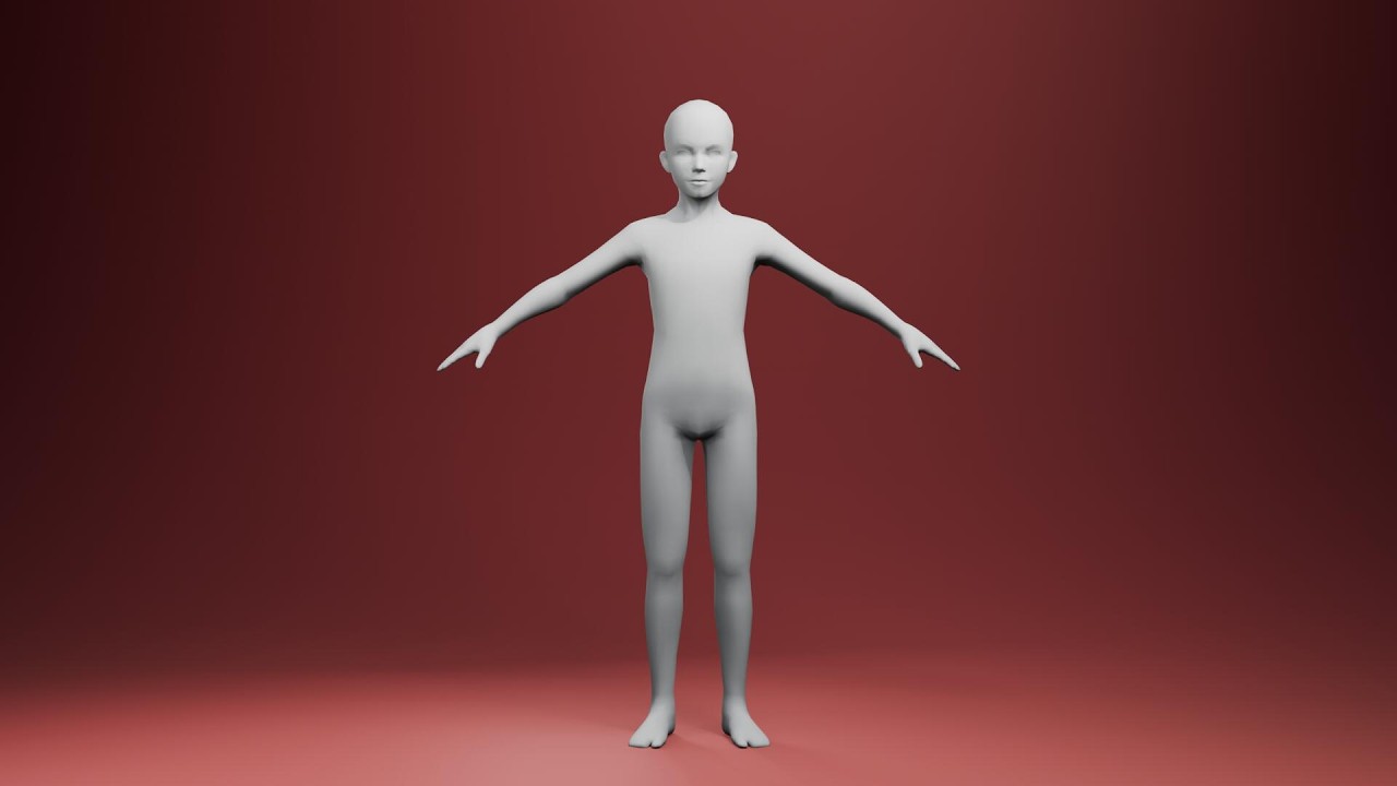Realistic Boy Base Mesh Rigged 3D Model