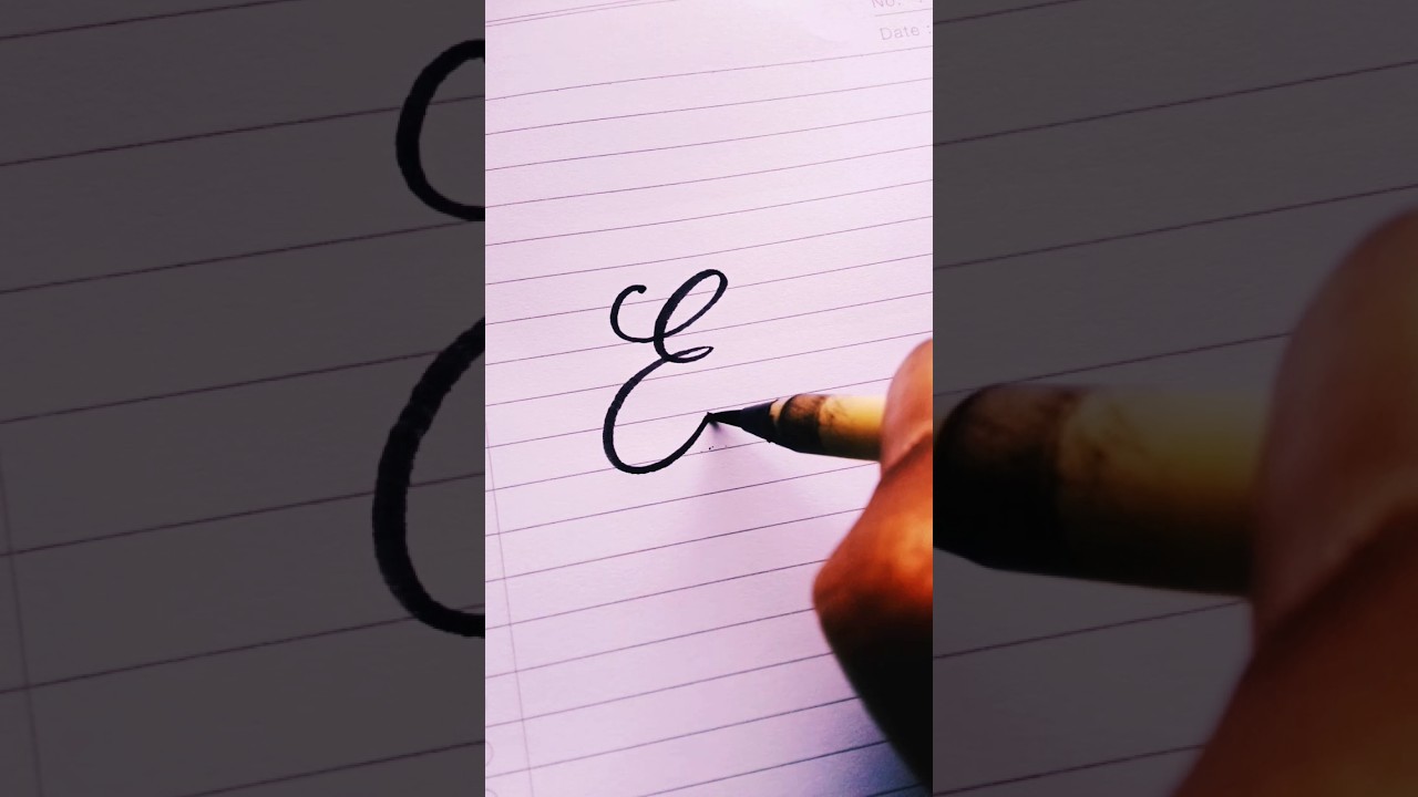 how to write easy letter E calligraphy #lettering #cursive #hjkinstumental