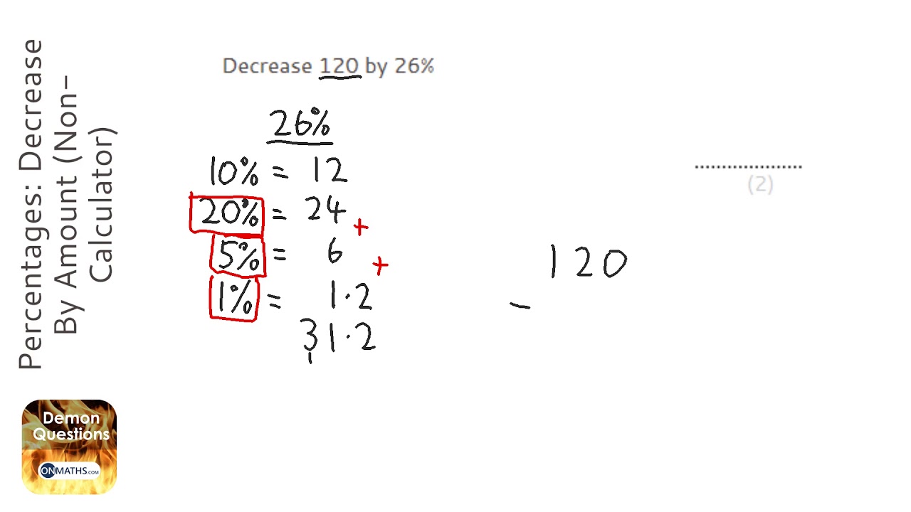 Percentages: Decrease By Amount (Non-Calculator) (Grade 3) - OnMaths GCSE Maths Revision