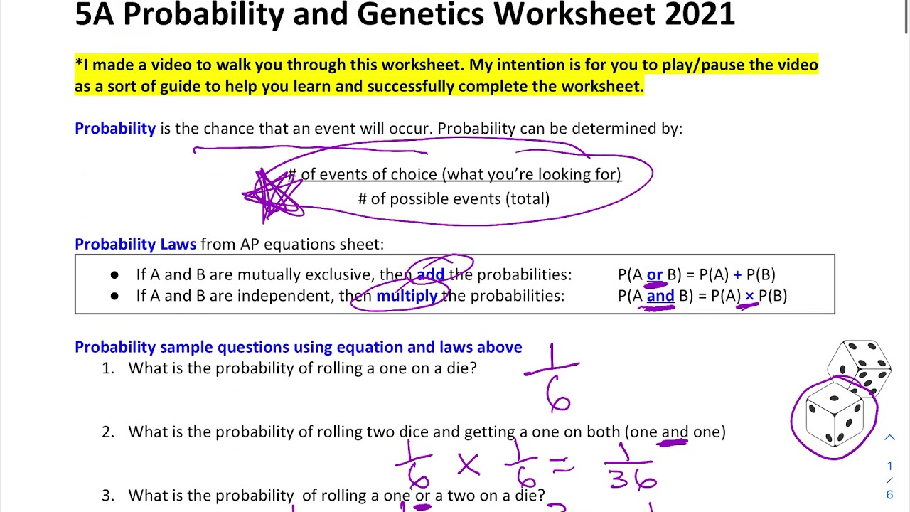 Probability and Genetics Worksheet 1