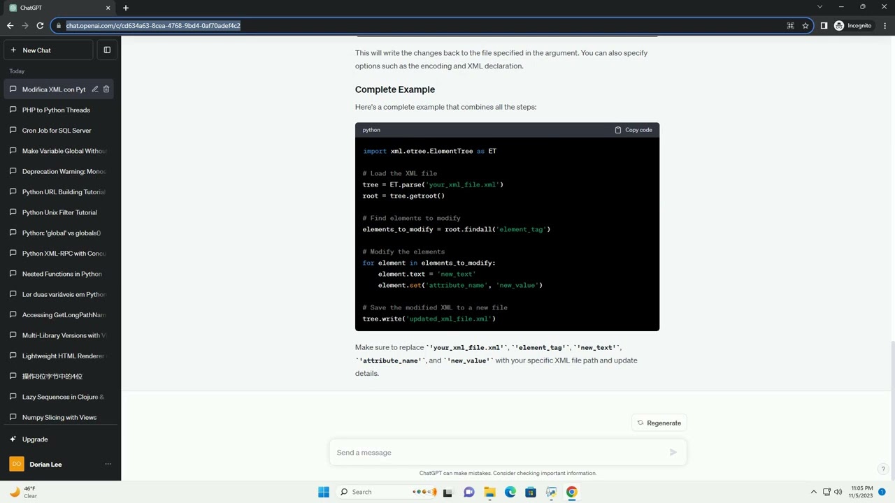 How to update modify an XML file in python