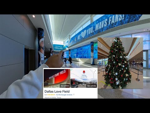Dallas Love Field Airport baggage claim, car and ticketing area plus airport layout