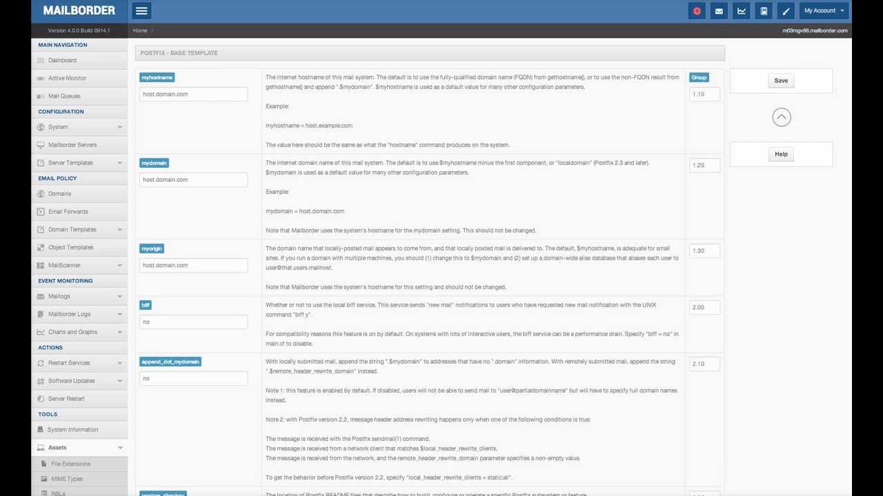 Postfix Base Template