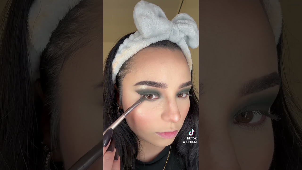Green eyeshadow on brown eyes #makeup