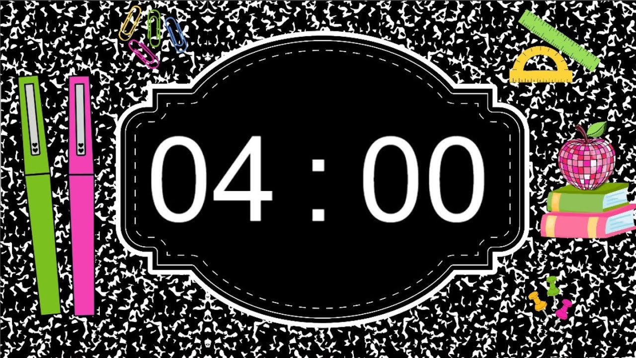 ⏱️4 Minute Classroom Timer | LoFi Music | Composition Notebook Theme for Focus & Productivity