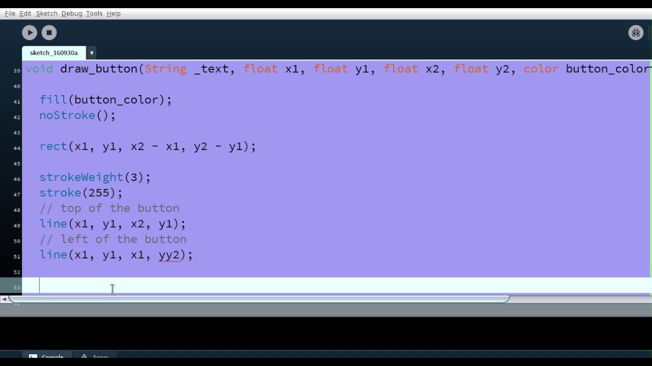 processing java mode draw a simple button