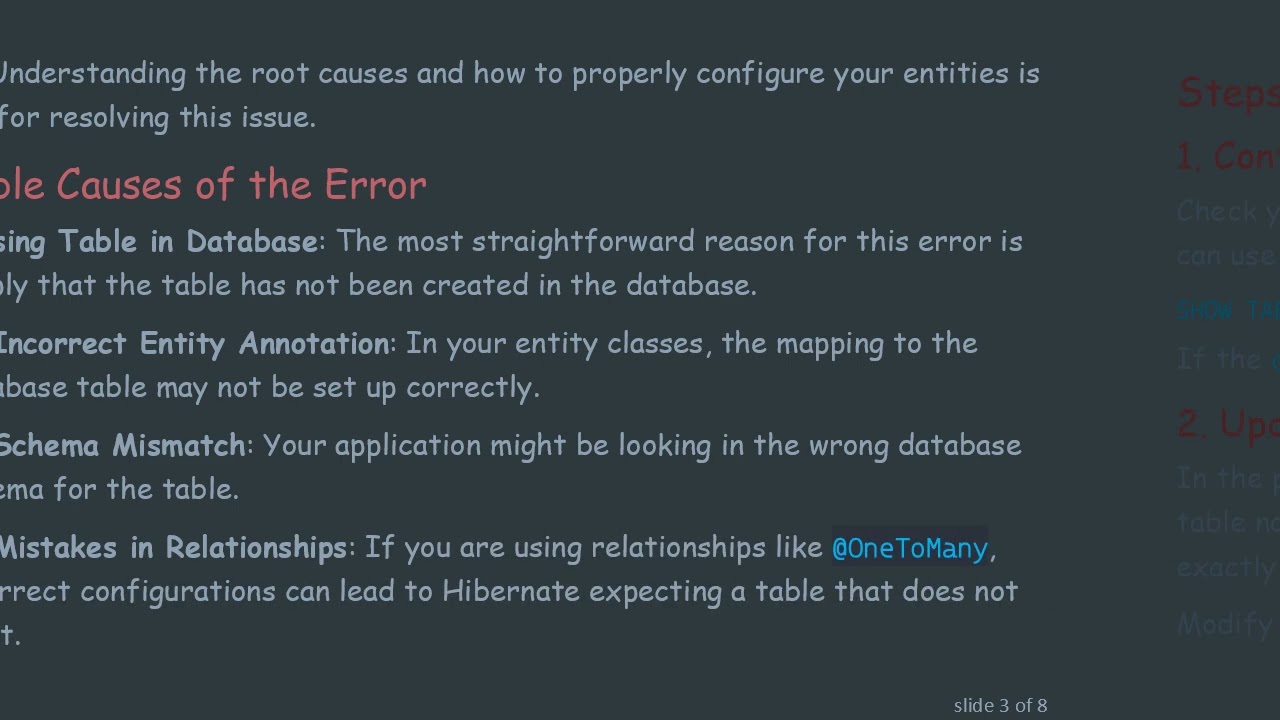Resolving the java.sql.SQLSyntaxErrorException Error in Spring Boot: Why Your Table Might Not Exist