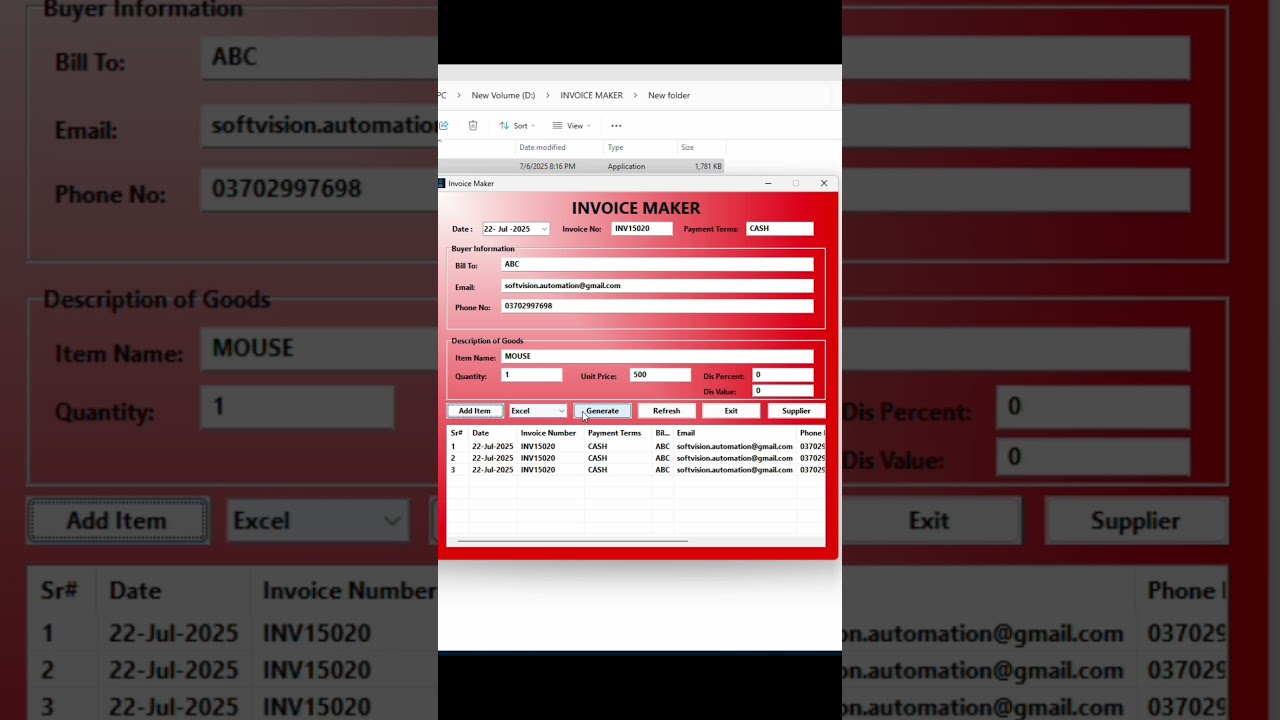#shortvideo Auto invoice Generator Free Download #excel #exceltips #dataanlysis #excelshortcuts #vba