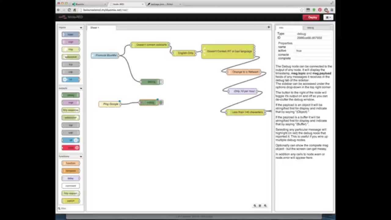 Adding a new node type to your Node-Red flow application on BlueMix