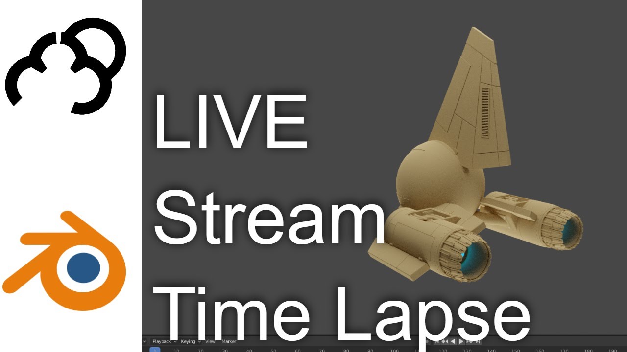 Creating Scifi spaceship - LIVE STREAM time lapse Blender