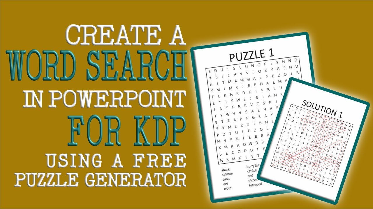 Create a Word Search in PowerPoint for KDP Using A Free Puzzle Generator