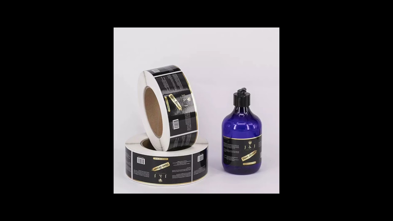 custom self adhesive labels roll printed stickers waterproof hair oil bottle labels with metallic