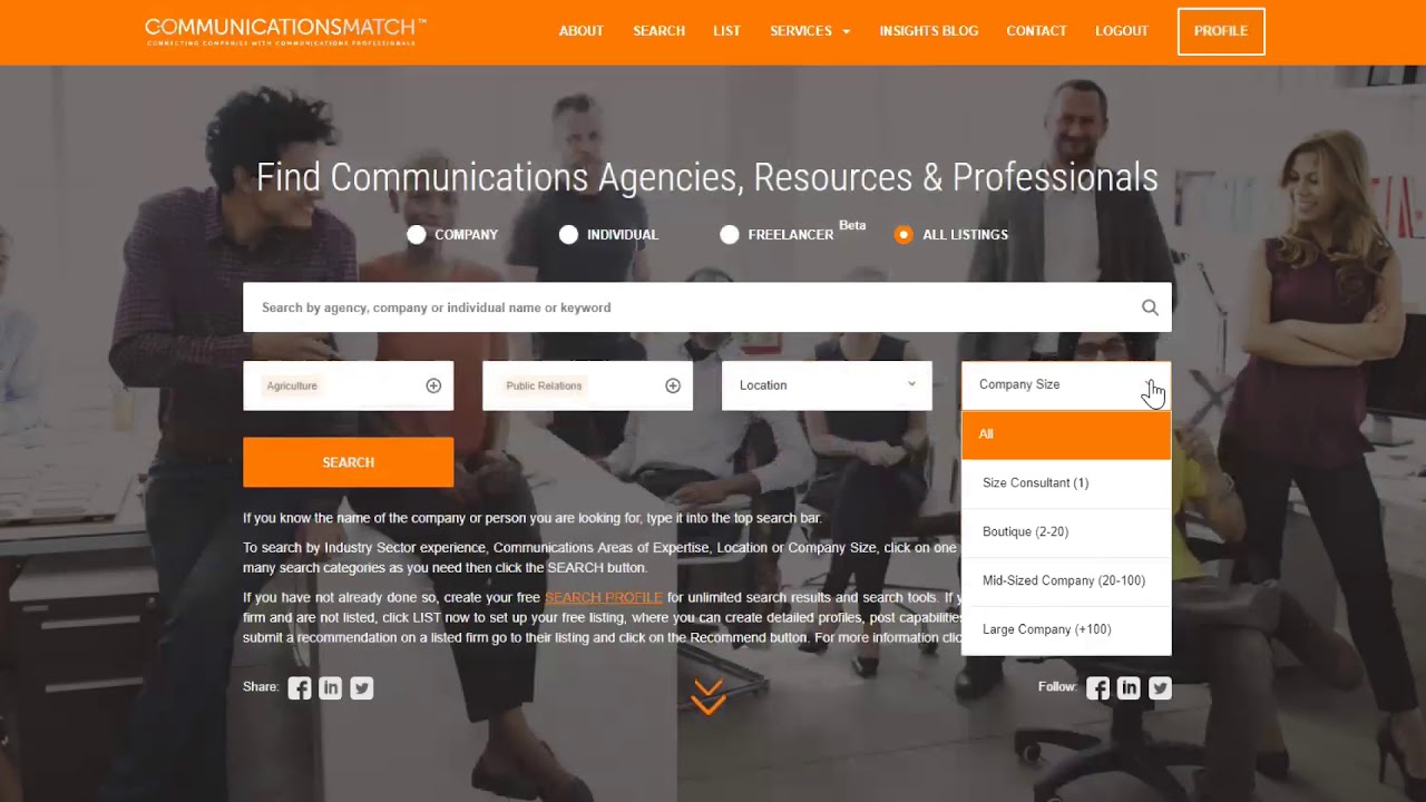 How to Search for PR & Communications Agencies Using CommunicationsMatch